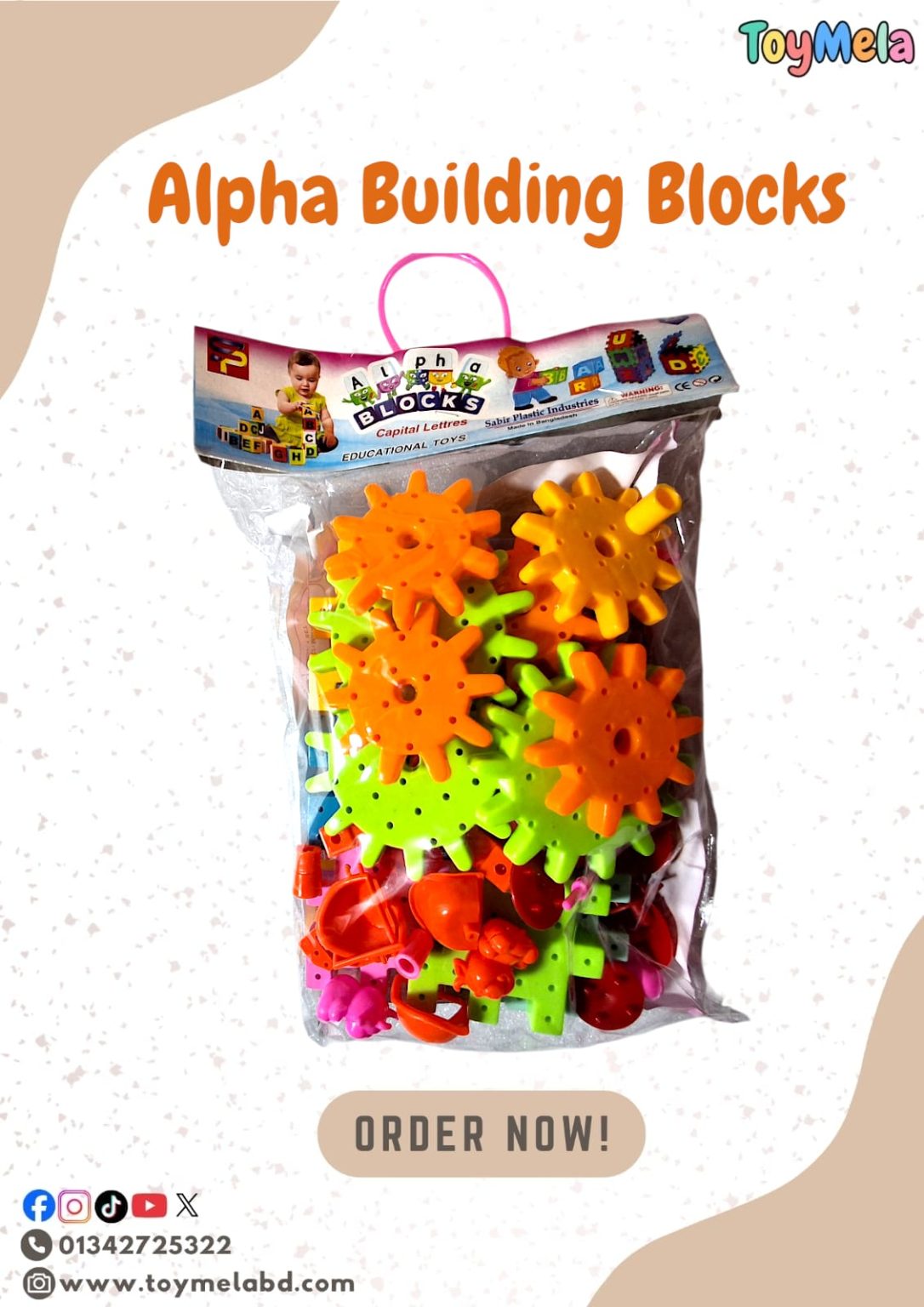 Alpha Building Blocks – Creative Gear & Shape Construction Set - ToyMela